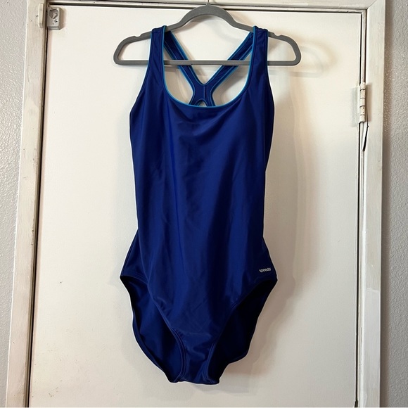 Speedo | Swim | Speedo One Piece Bikini Swimsuit Blue Trim Cross Back 8 ...